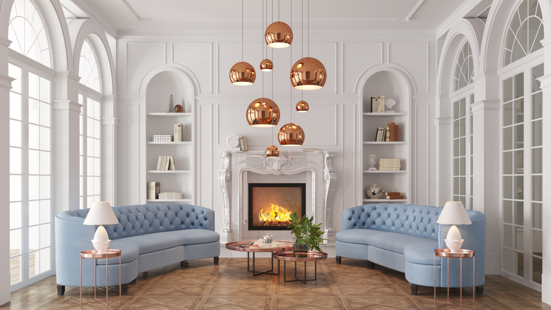 Classic interior designed on the basis of enfilade arrangement of ...